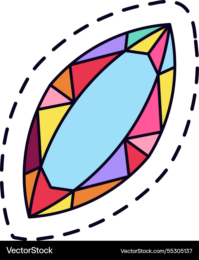 Colorful marquise cut gemstone featuring a dotted Vector Image