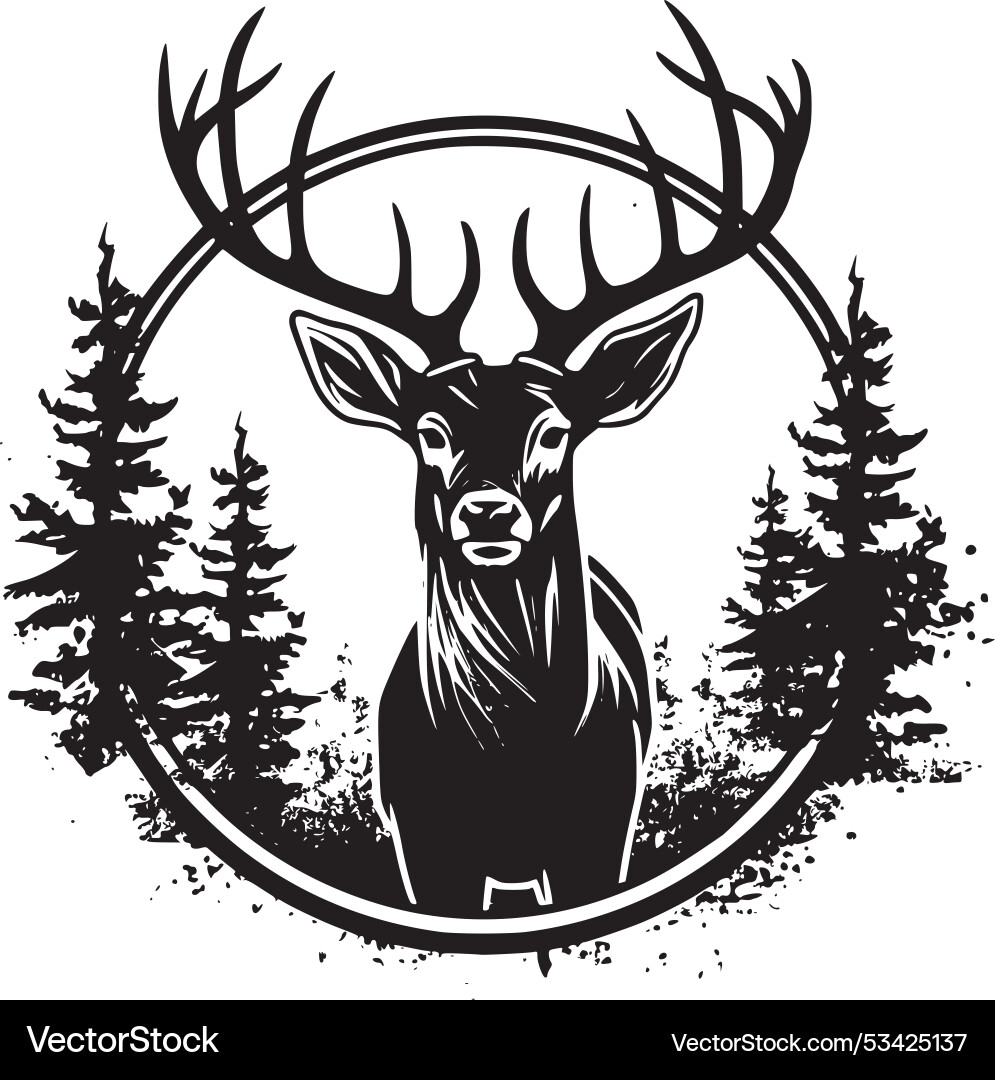 Elk - black and white isolated icon Royalty Free Vector