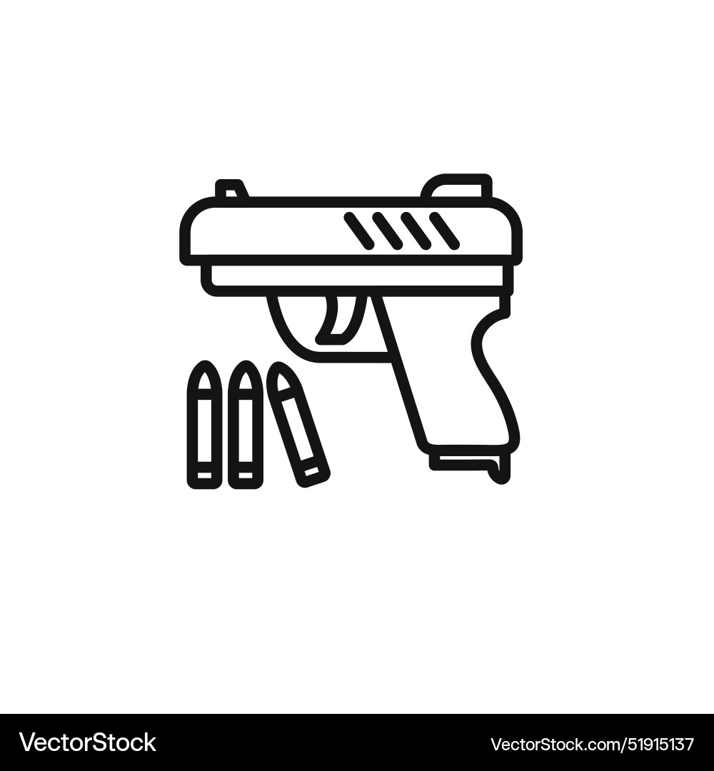 Gun with ammunition icon set collection for web Vector Image