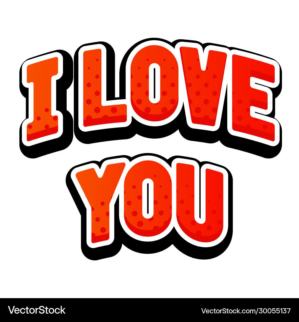 I love you red text in capitals Royalty Free Vector Image