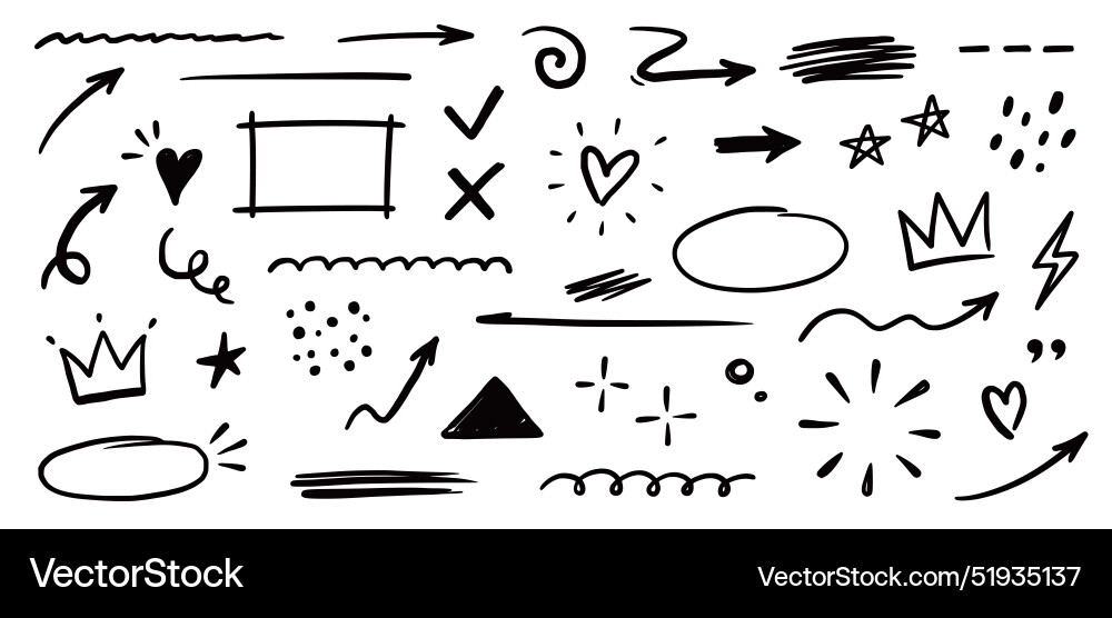 Line shape marker underline arrow heart brush Vector Image