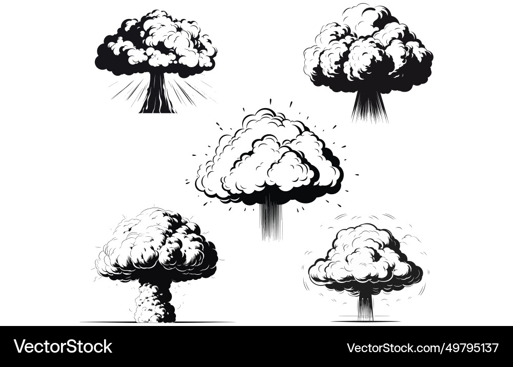 Mushroom cloud icon silhouette Royalty Free Vector Image
