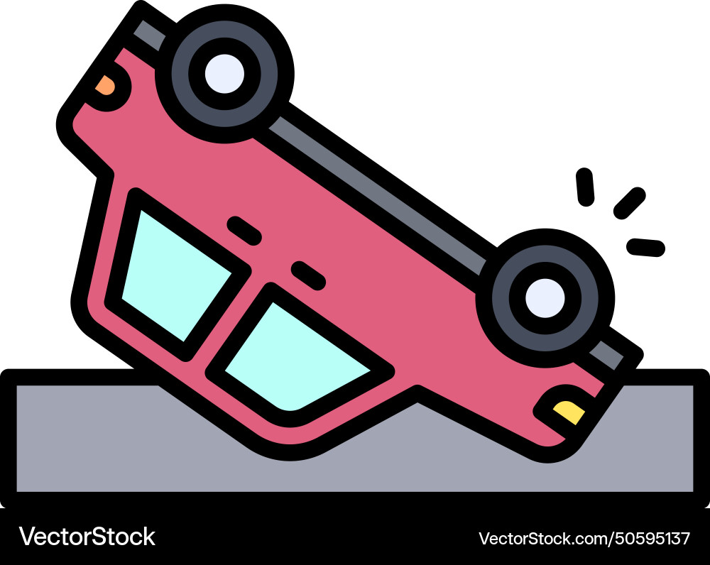 Overturned car icon accident and safety Royalty Free Vector