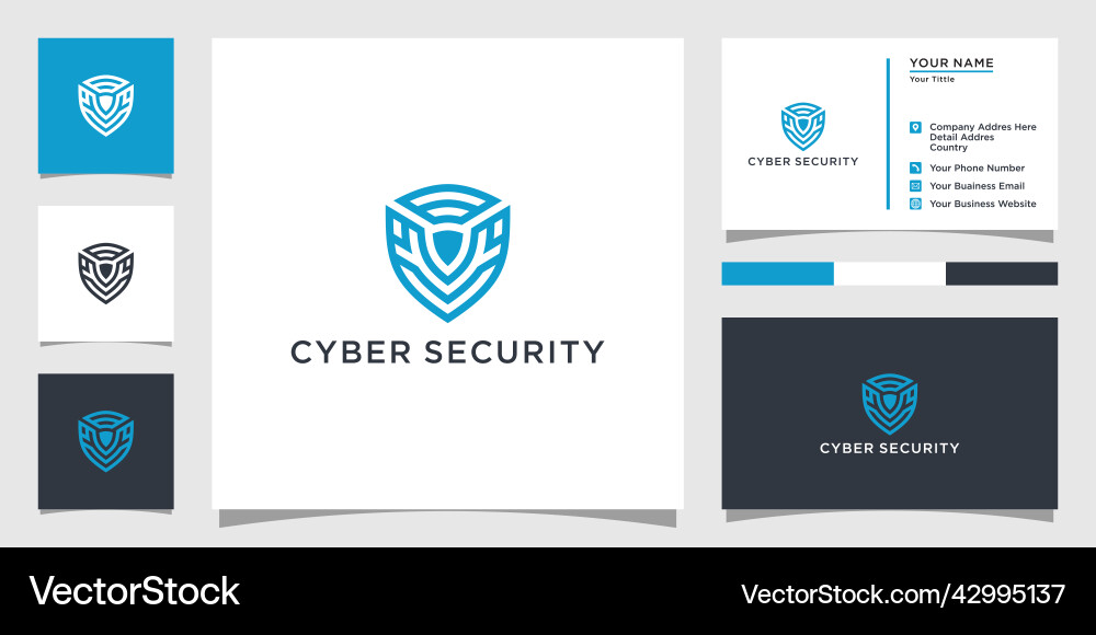 Shield icon logo cyber security symbol Royalty Free Vector