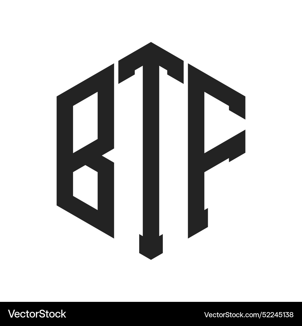 Btf logo design initial letter monogram Royalty Free Vector