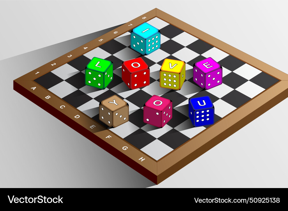 Dice on the chessboard Royalty Free Vector Image