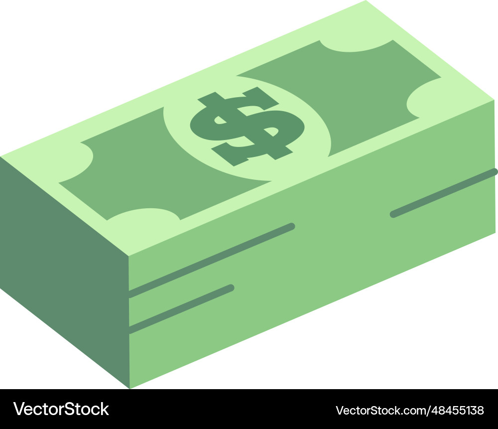 Dollar bill stack green money banknote pack Vector Image
