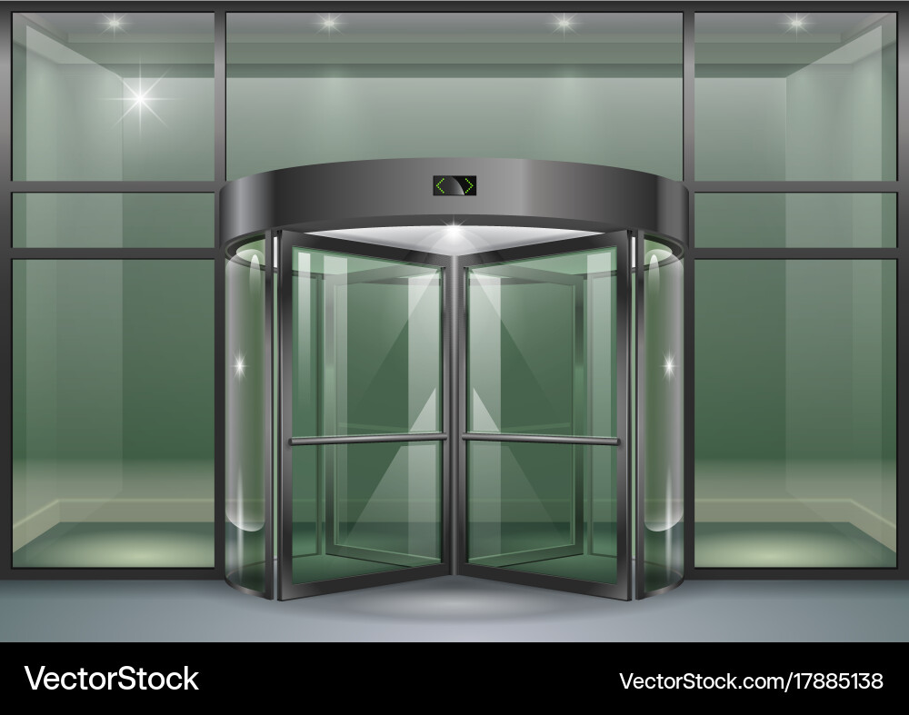 Facade with revolving doors Royalty Free Vector Image