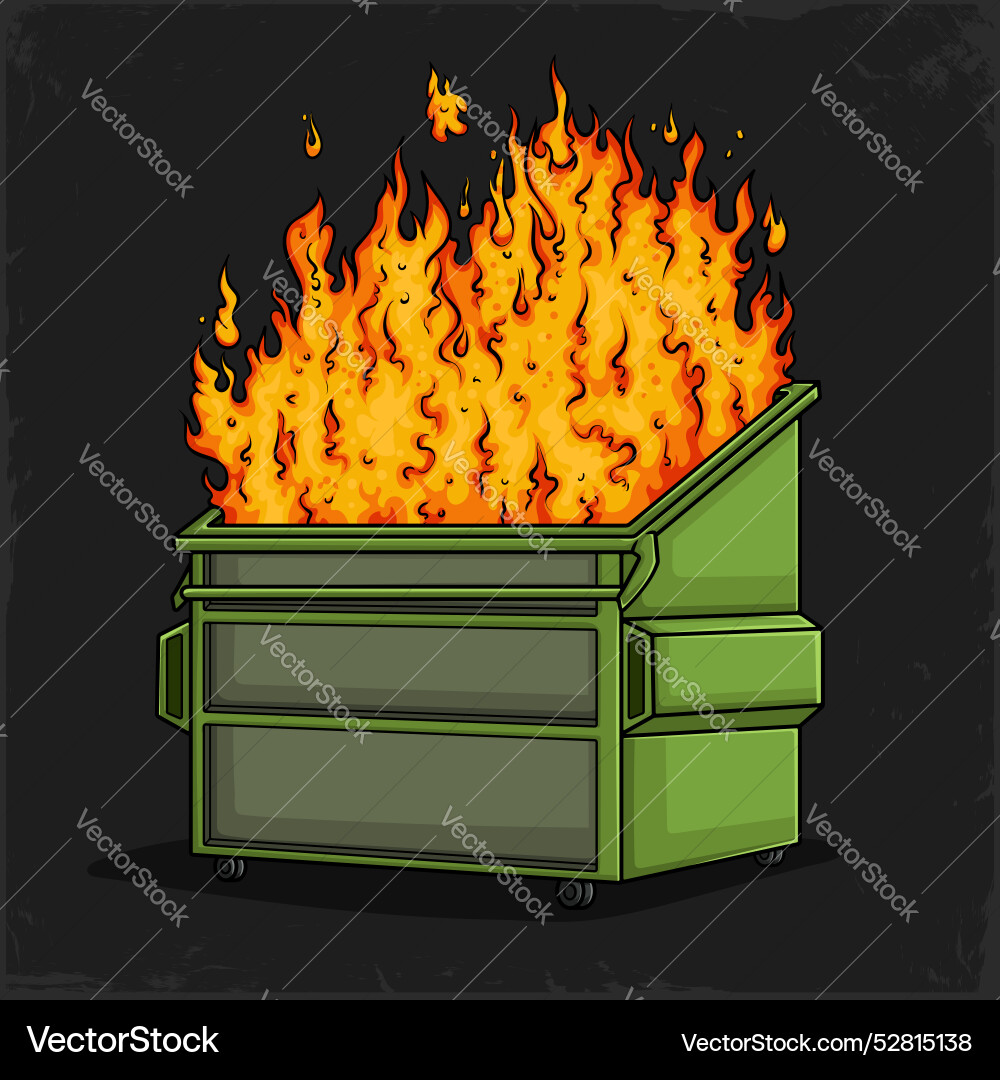 Hand drawn mismanaged situation dumpster fire Vector Image