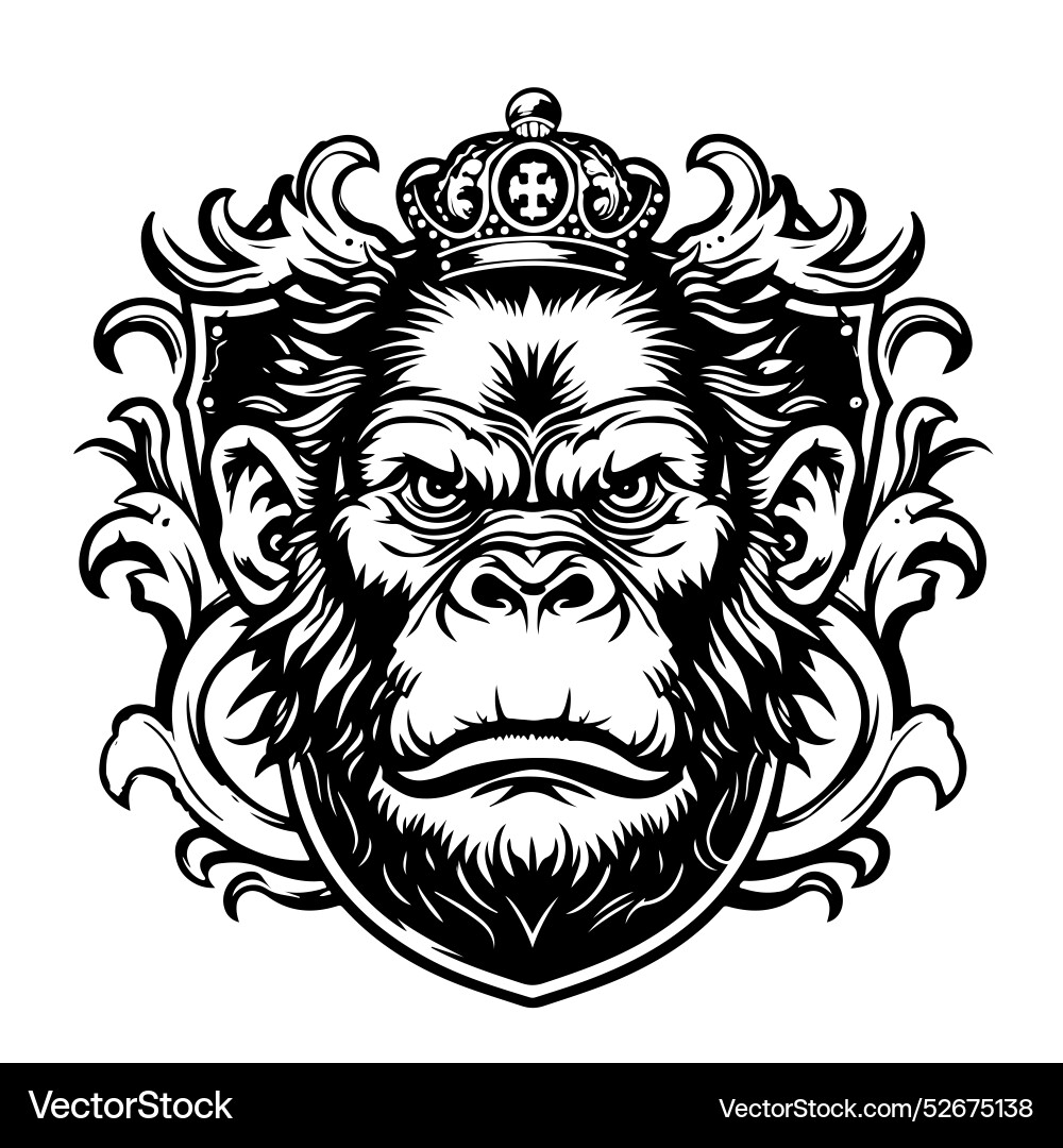 Sketch monkey face hand drawn doodle Royalty Free Vector
