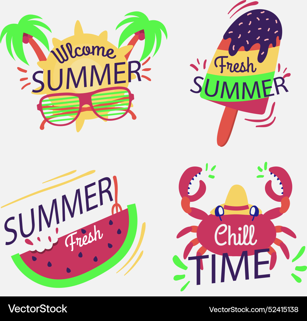 Summer badges collection Royalty Free Vector Image