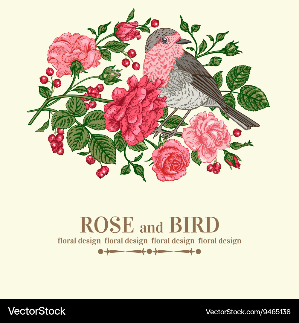Vintage wedding card with bird Royalty Free Vector Image