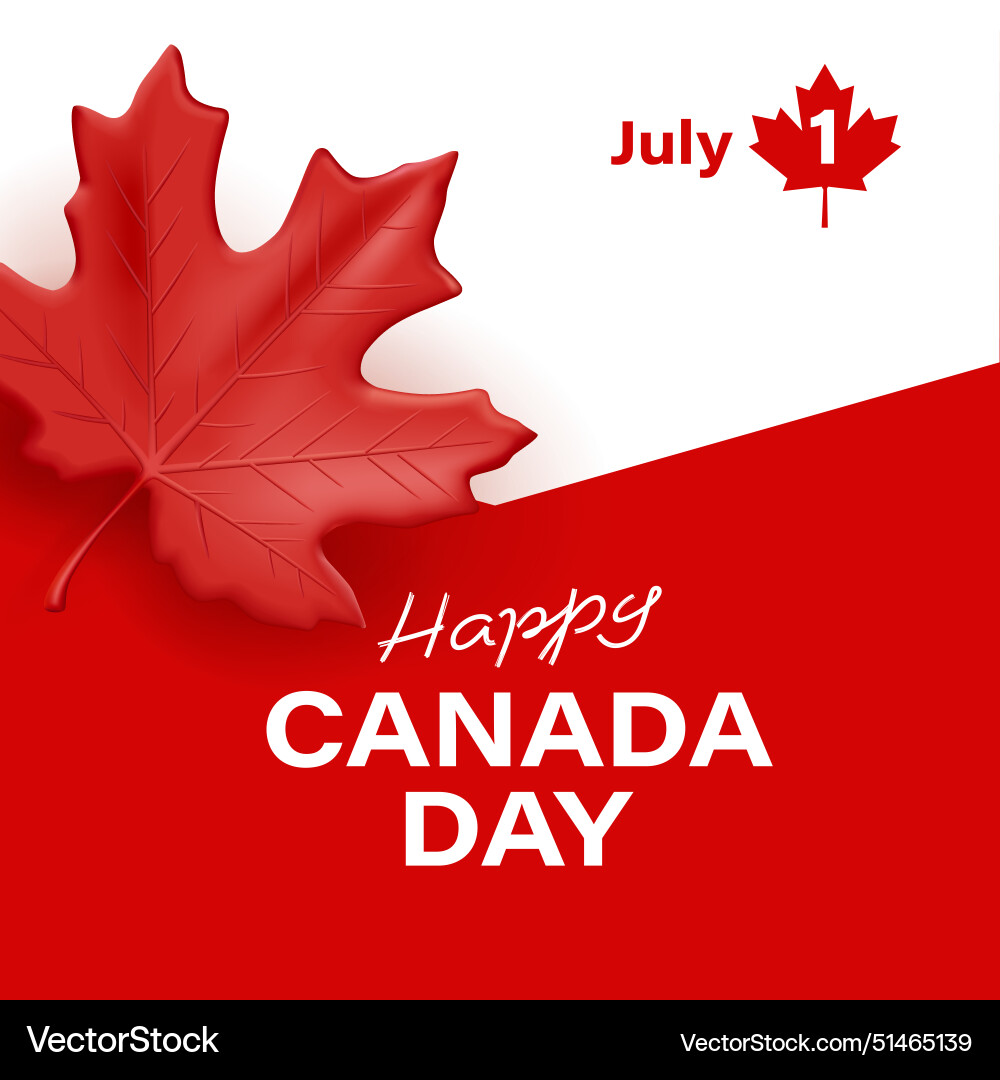 Canada day greeting banner with 3d of maple leaf Vector Image
