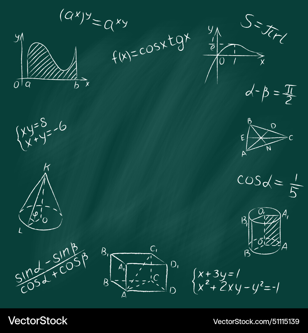 Chalk doodle math blackboard Royalty Free Vector Image