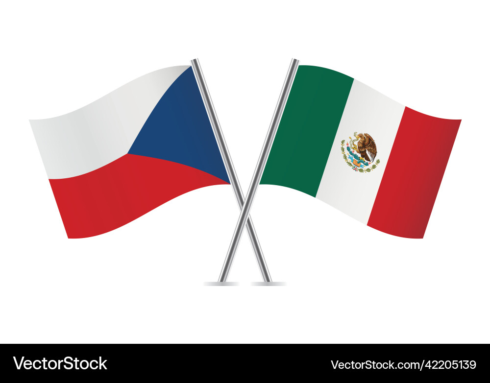 Czech and mexico crossed flags Royalty Free Vector Image