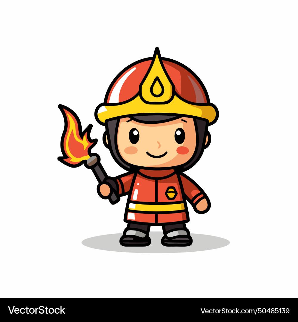 Firefighter - cute cartoon fireman character Vector Image