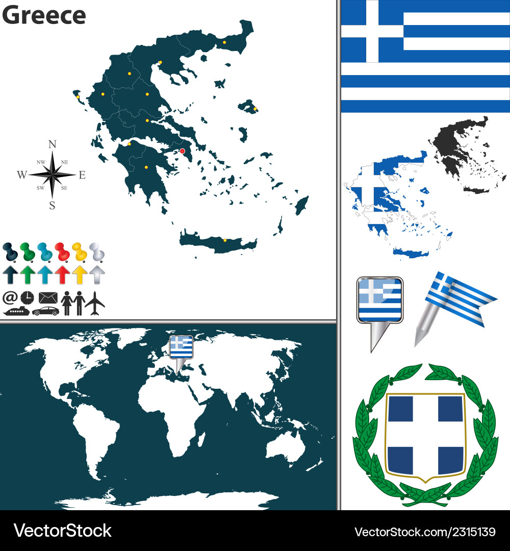 Greece map Royalty Free Vector Image - VectorStock