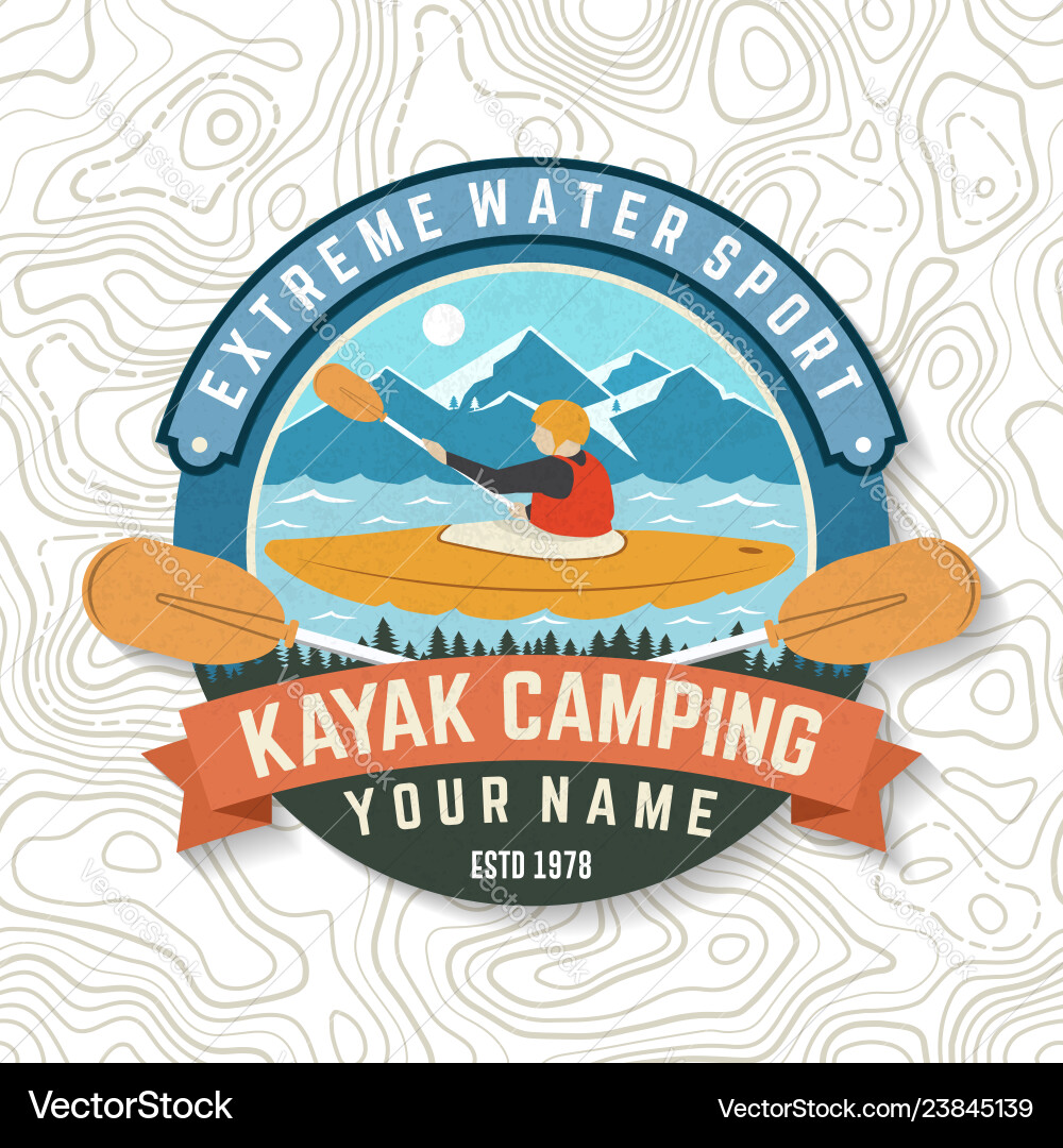 Kayak club concept for patch badge Royalty Free Vector Image