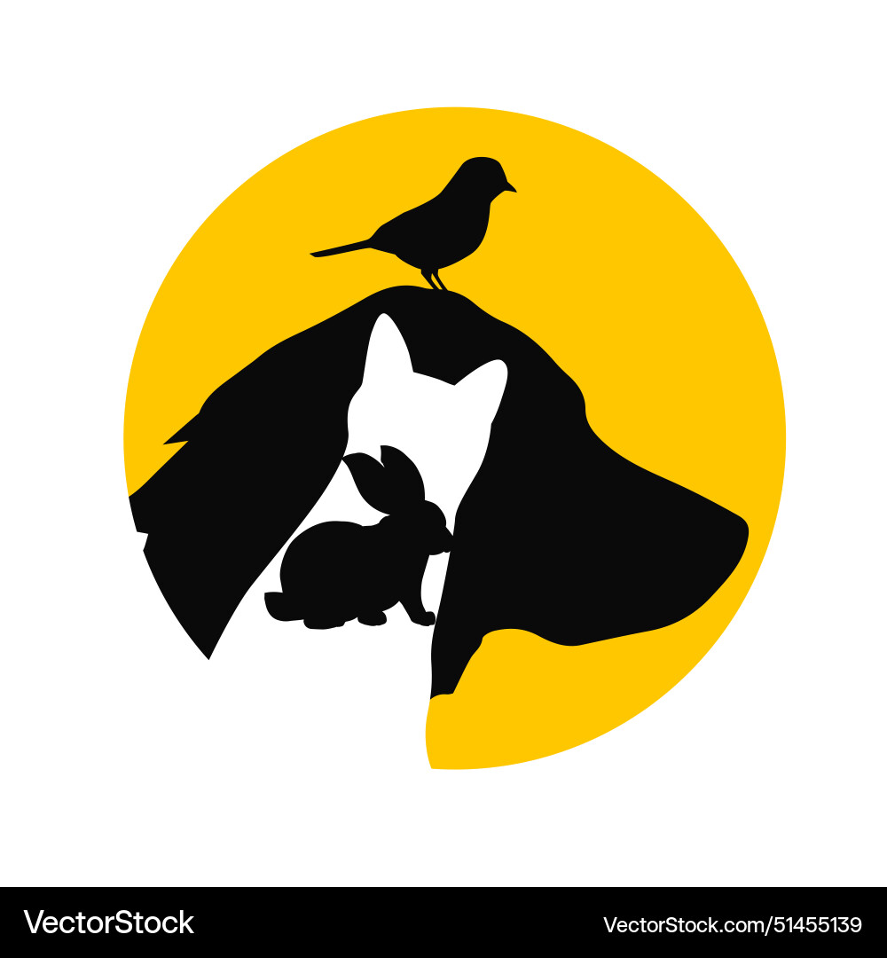 Pets logo abstract symbol dog cat rabbit bird Vector Image