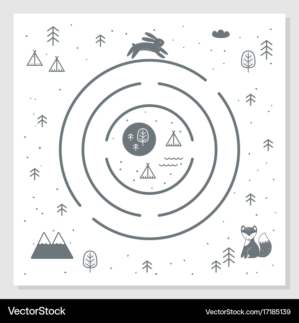 Road mountains and woods adventure labyrinth map Vector Image