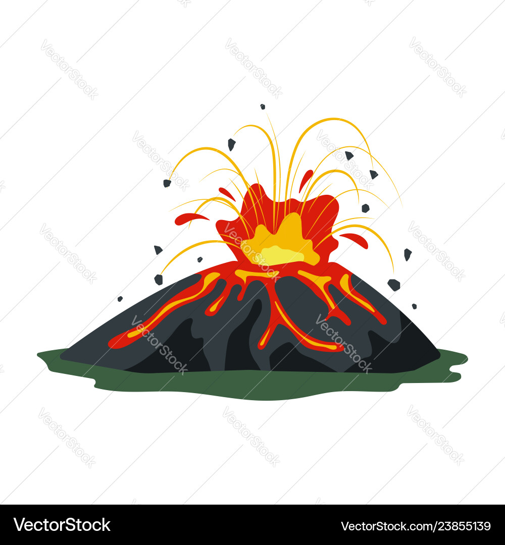 Volcano eruption with magma smoke ashes isolated Vector Image