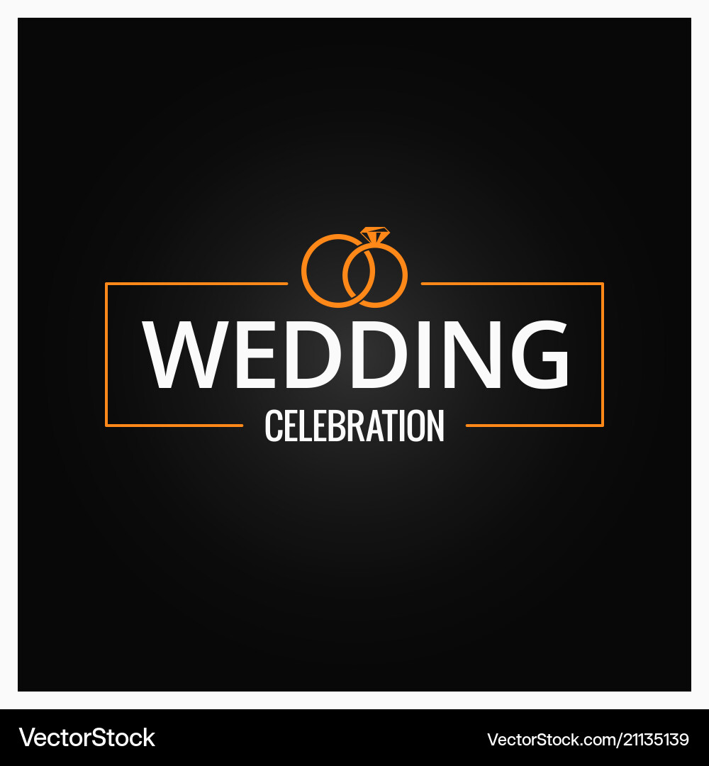 Wedding rings logo on black background Royalty Free Vector
