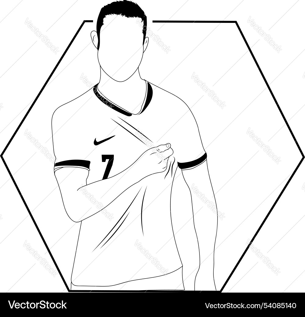 Cristiano ronaldo line art silhouette Royalty Free Vector