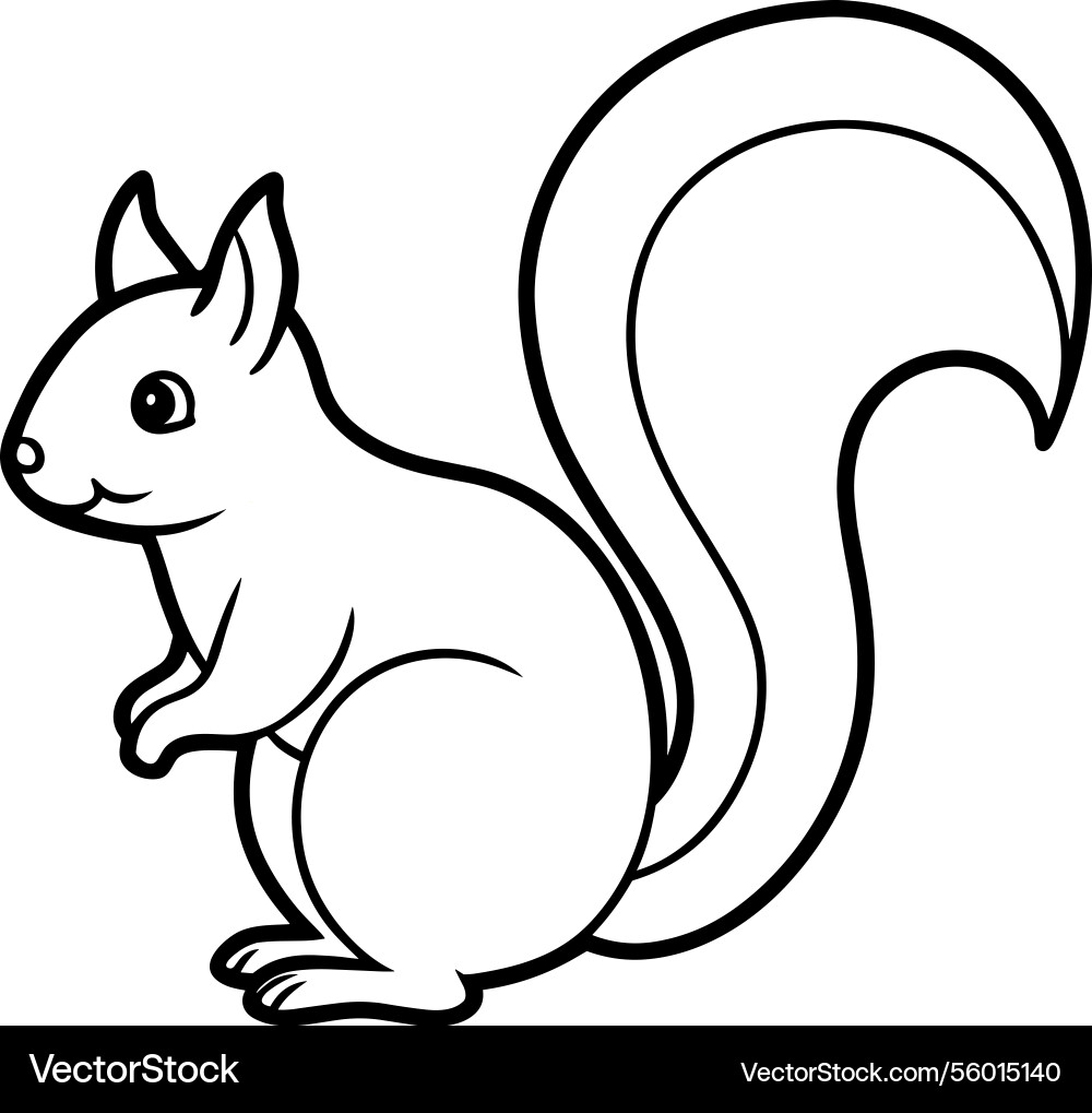 Cute squirrel line art - adorable cartoon Vector Image