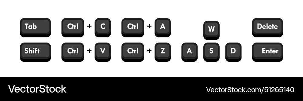 Different computer keyboard buttons combinations Vector Image Different computer keyboard buttons combinations Vector Image