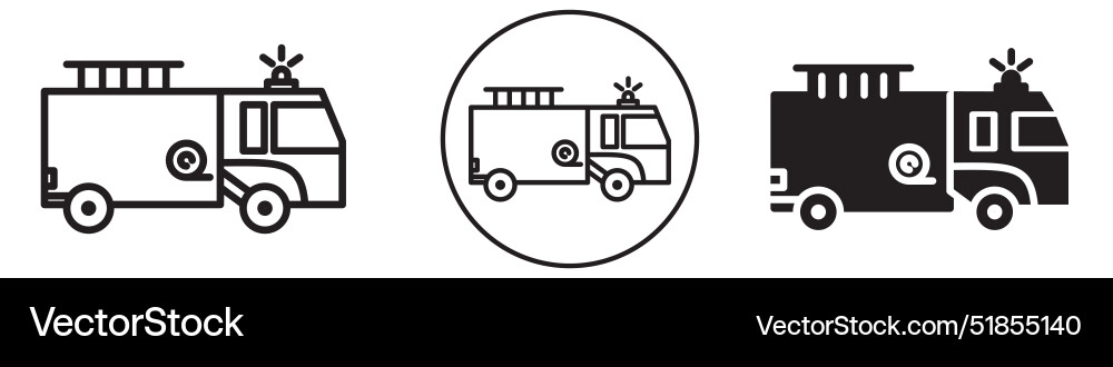 Fire truck icon set collection for web Royalty Free Vector