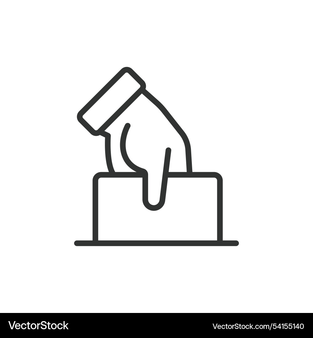 Hand voting bulletin icon in line design Vector Image