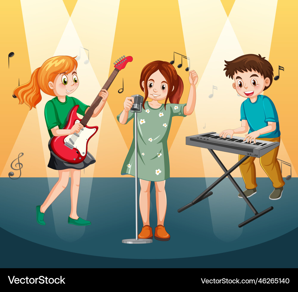 Kids playing musical instrument Royalty Free Vector Image