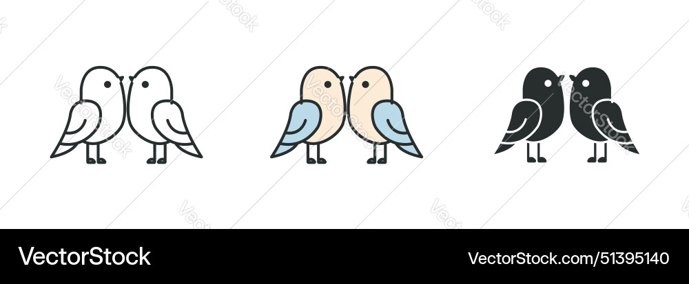 Love birds icon symbol isolated on white Vector Image