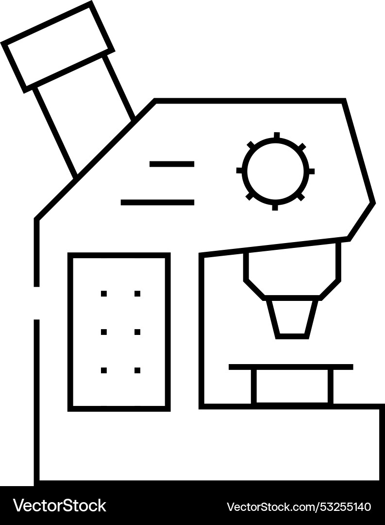 Microscope laboratory tool line icon Royalty Free Vector