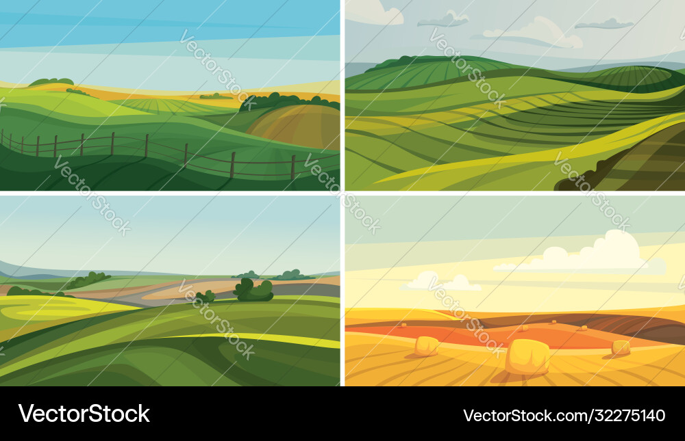 Set agricultural fields Royalty Free Vector Image