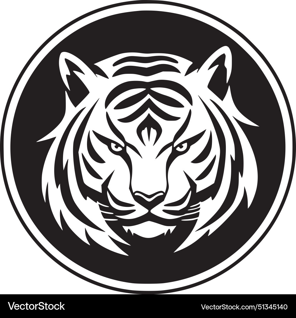 Tiger - black and white isolated icon Royalty Free Vector