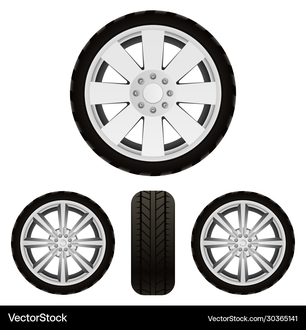 Car wheel set Royalty Free Vector Image - VectorStock