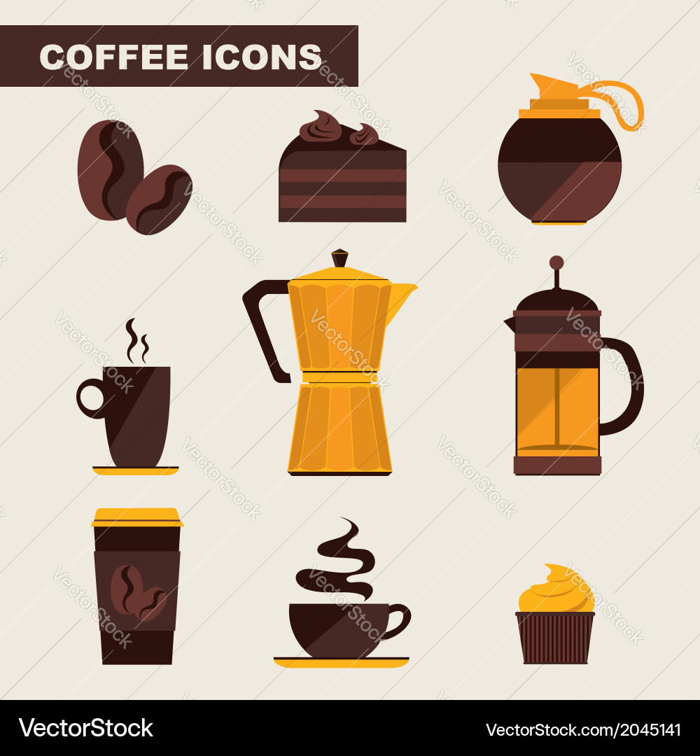 Coffee icon set menu flat design Royalty Free Vector Image