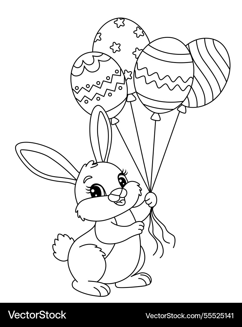 Cute little bunny holding balloons in easter egg Vector Image