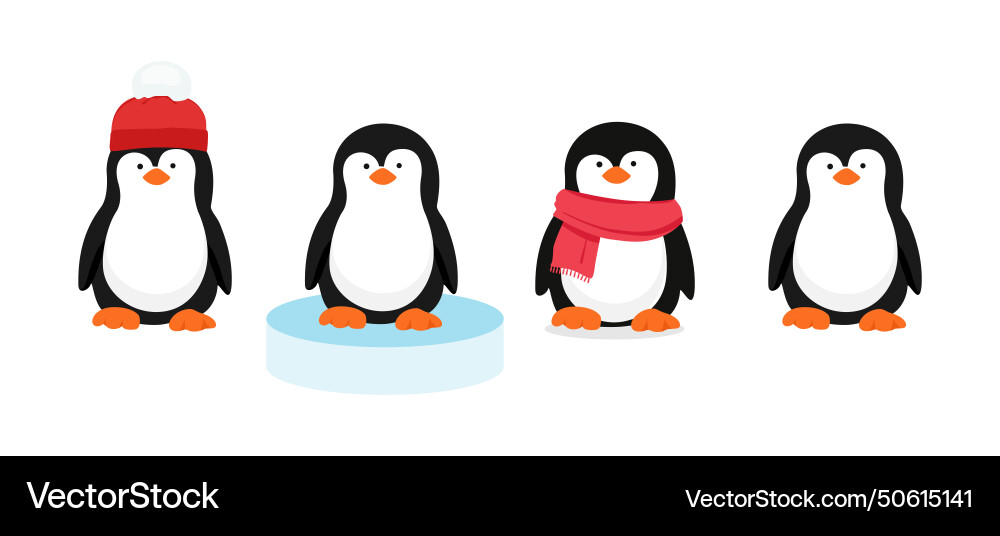 Cute penguin cartoon characters Royalty Free Vector Image