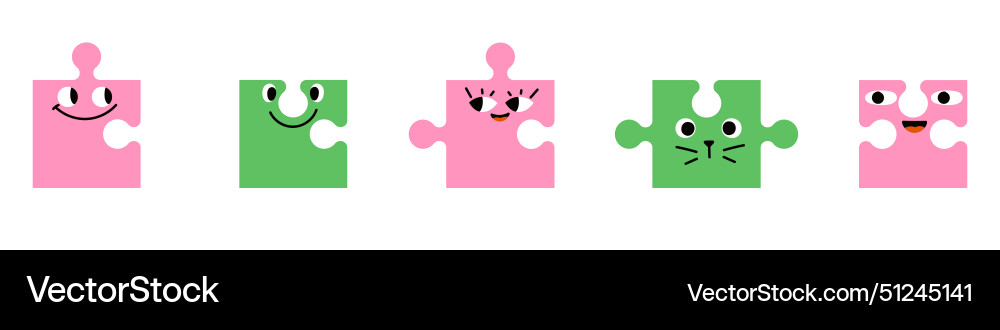 Cute puzzle character with abstract face eyes Vector Image