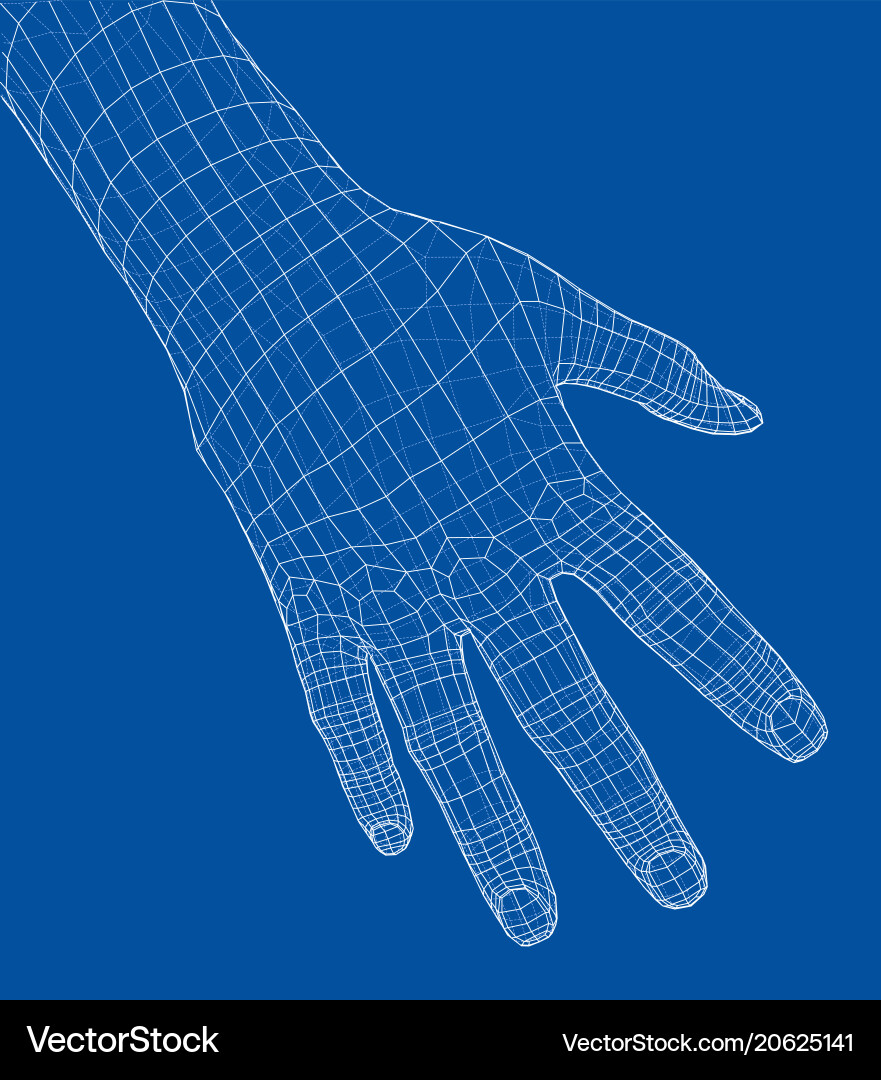 Human hand wire-frame Royalty Free Vector Image