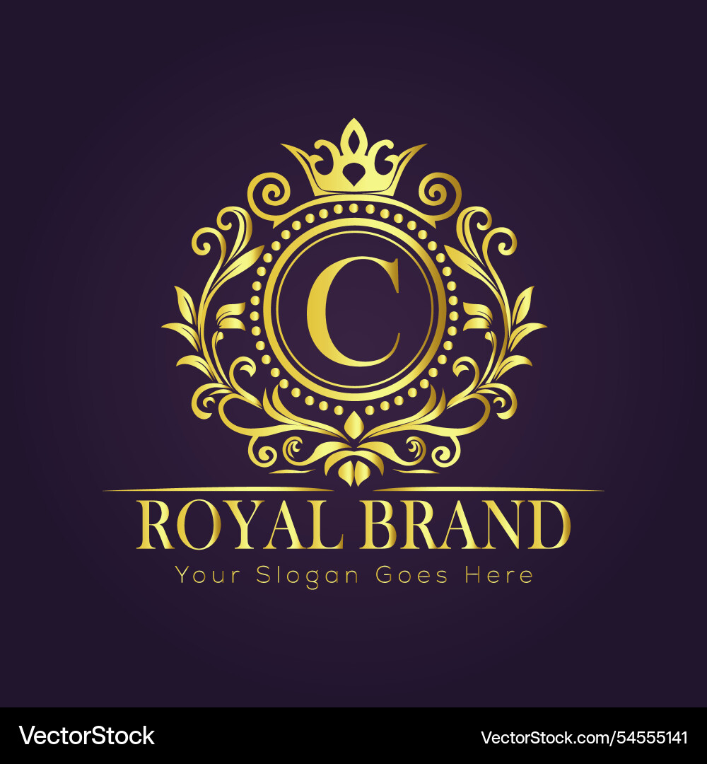 Letter c luxury gold logo concept Royalty Free Vector Image