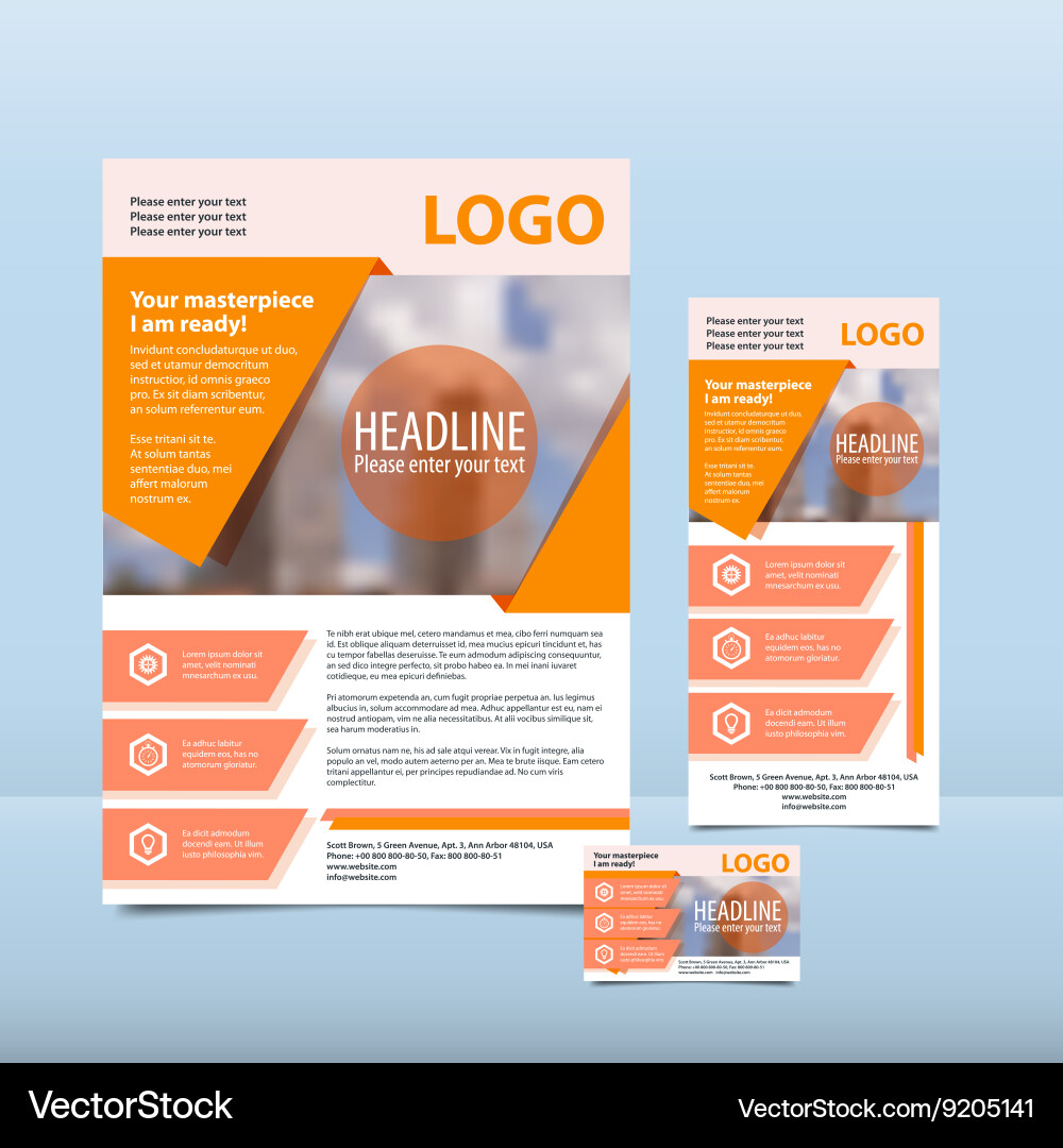 Orange annual report Royalty Free Vector Image