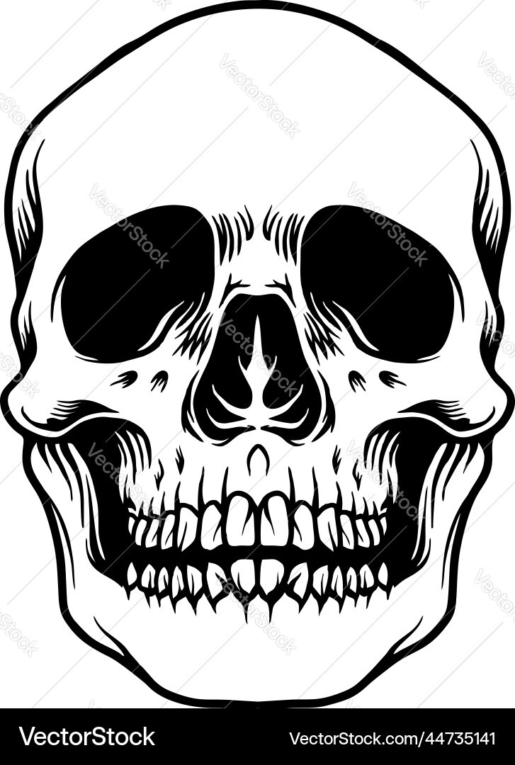 Simple skull head smiley monochrome Royalty Free Vector