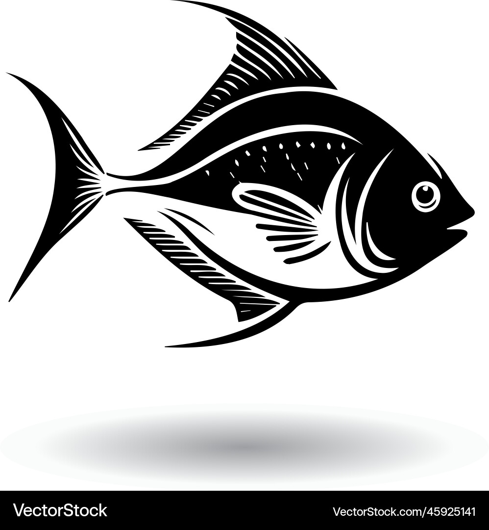 Stylized black fish on a white background Vector Image