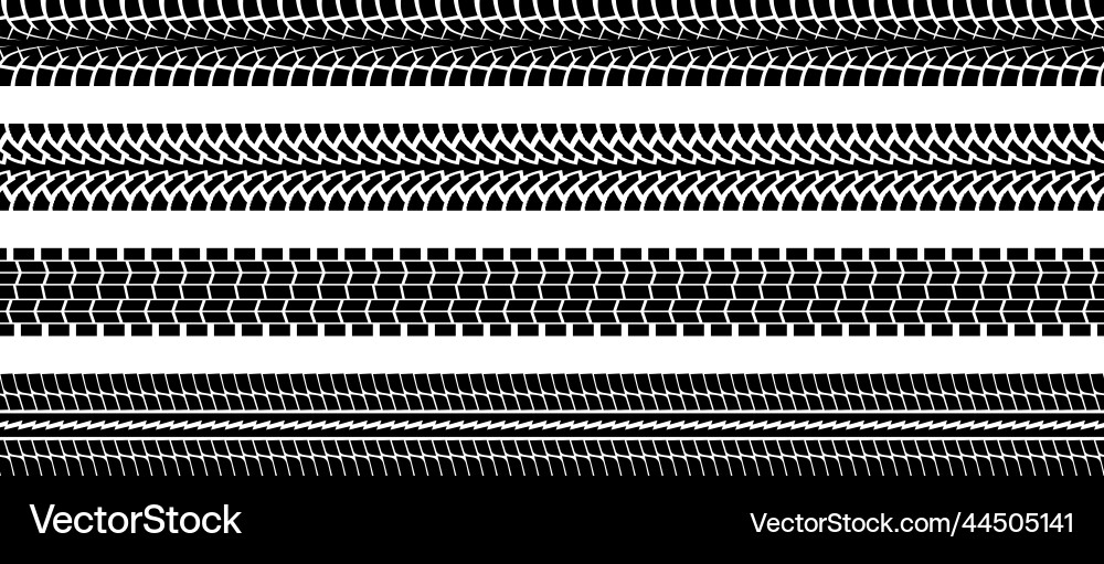 Tire tread print or car track set isolated Vector Image