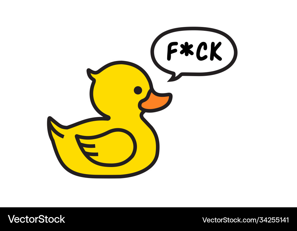 Yellow duck says a bad word in bubble Royalty Free Vector