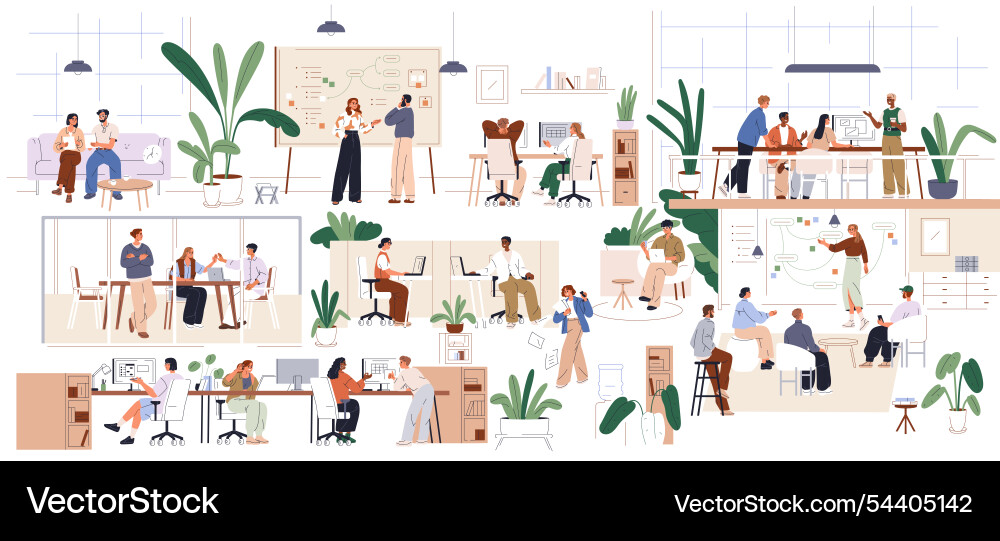 Business team in office interior modern Royalty Free Vector