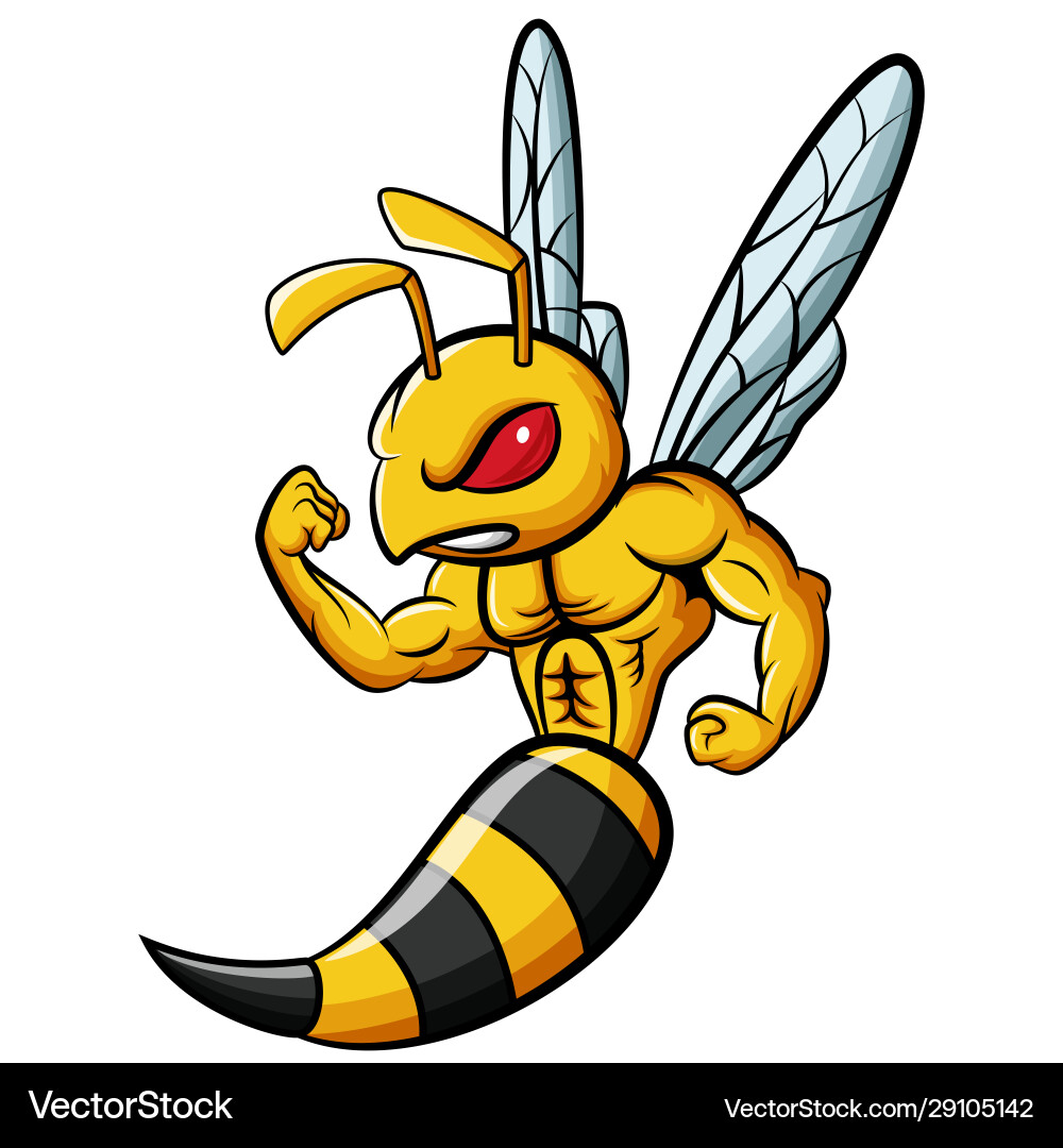 Cartoon Strong Bee Mascot Royalty Free Vector Image